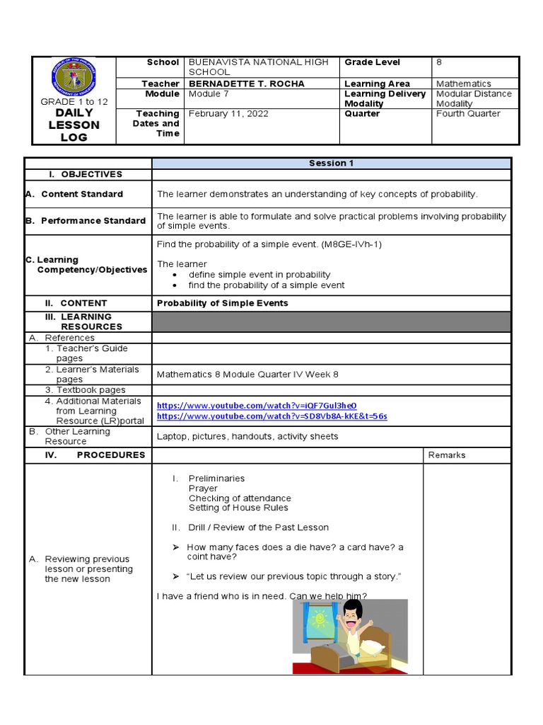 Probability of Simple Events | PDF | Slope | Learning