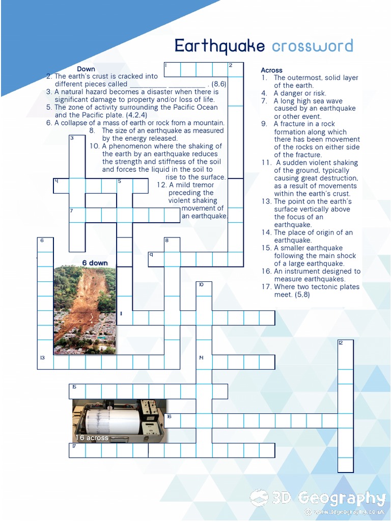 Earthquake Crossword Puzzle | PDF | Earthquakes | Earth