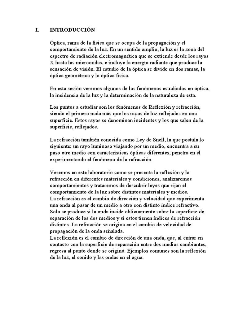 Relexeccion y Refraccion de La Luz | Descargar gratis PDF | Refracción | Óptica