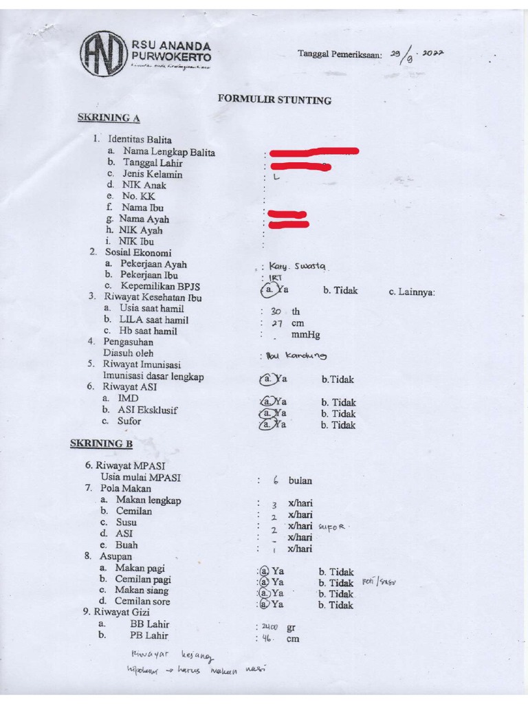 Form Skining Stunting RS ANANDA | PDF