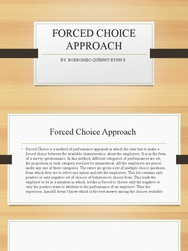 Forced Choice Approach Edited | PDF | Performance Appraisal | Cognition