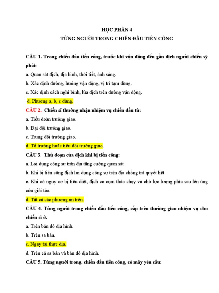 Trac Nghiem HP4 | PDF