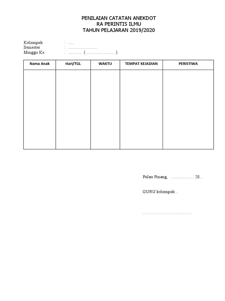 Catatan Anekdot Perkembangan Anak | PDF