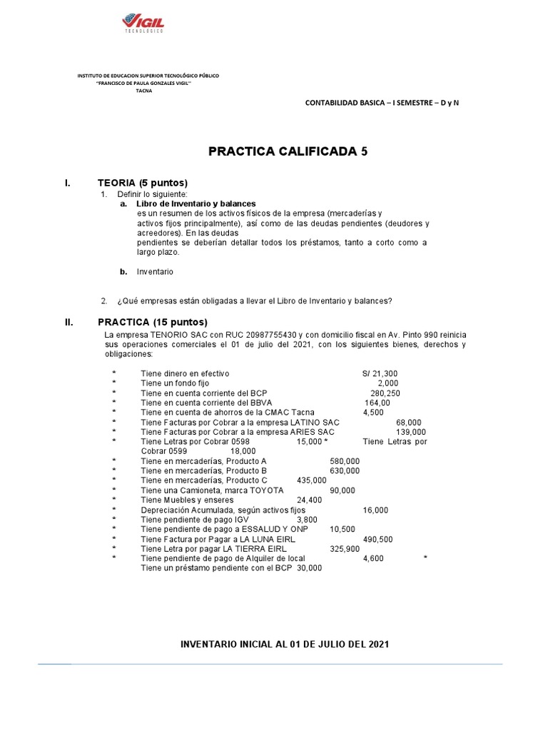 Práctica Calificada 5 | PDF