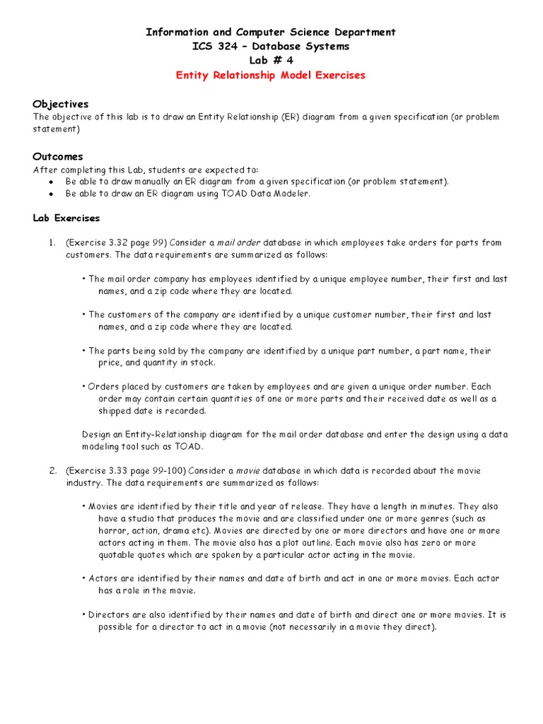 Lab 4 ER Exercises | PDF | Databases | Computing