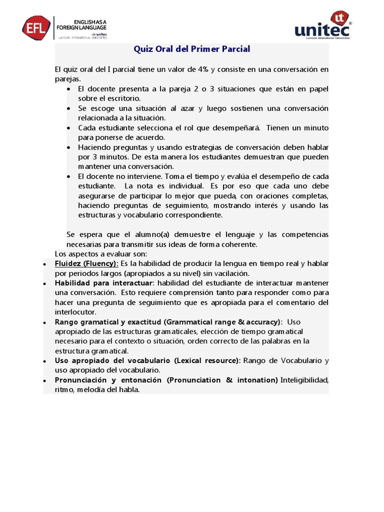 Level 3 Oral Quiz Second Partial | PDF