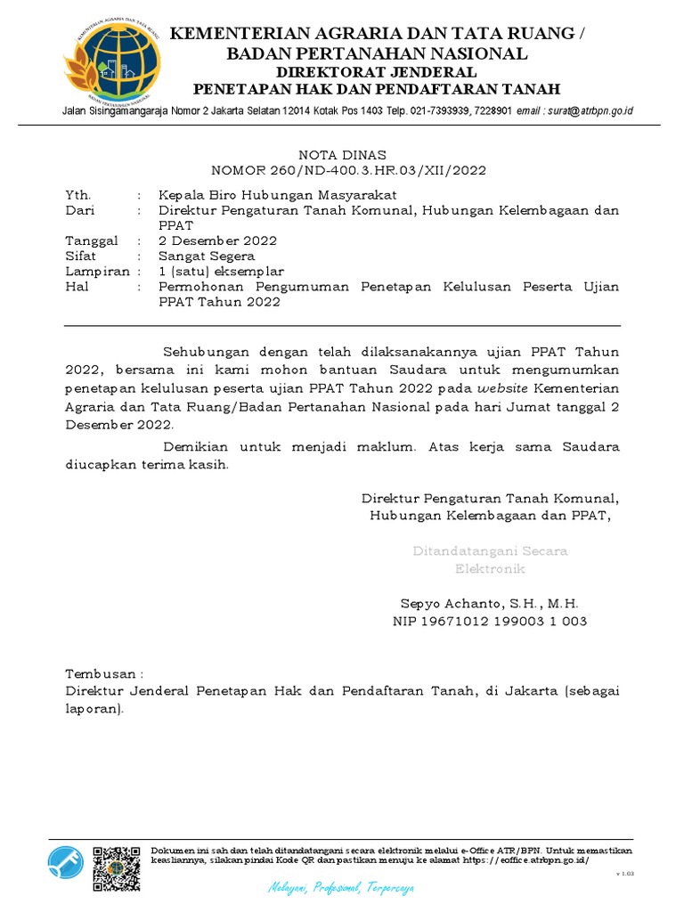 Kementerian Agraria Dan Tata Ruang / Badan Pertanahan Nasional | PDF