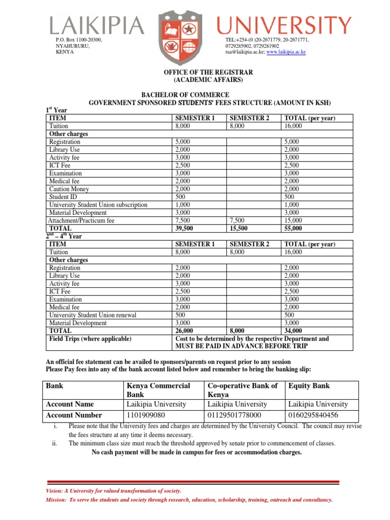 Kuccps Fees Structure 2019-2020. | PDF | Fee | Tuition Payments