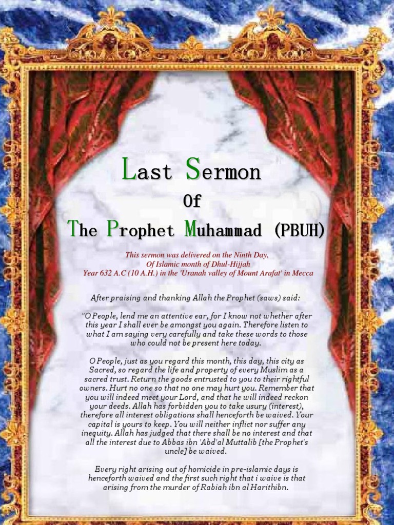 The Last Sermon Of The Prophet Muhammed ( Peace Be Upon Him ...