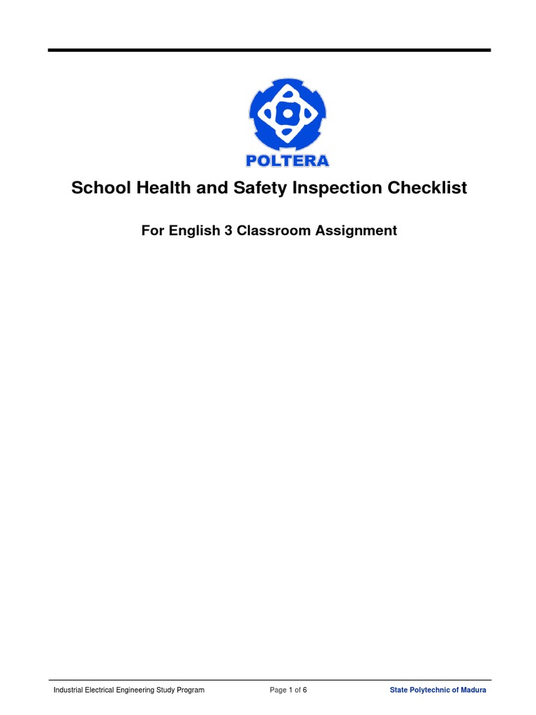 School Health and Safety Checklist | PDF | Occupational Safety And ...