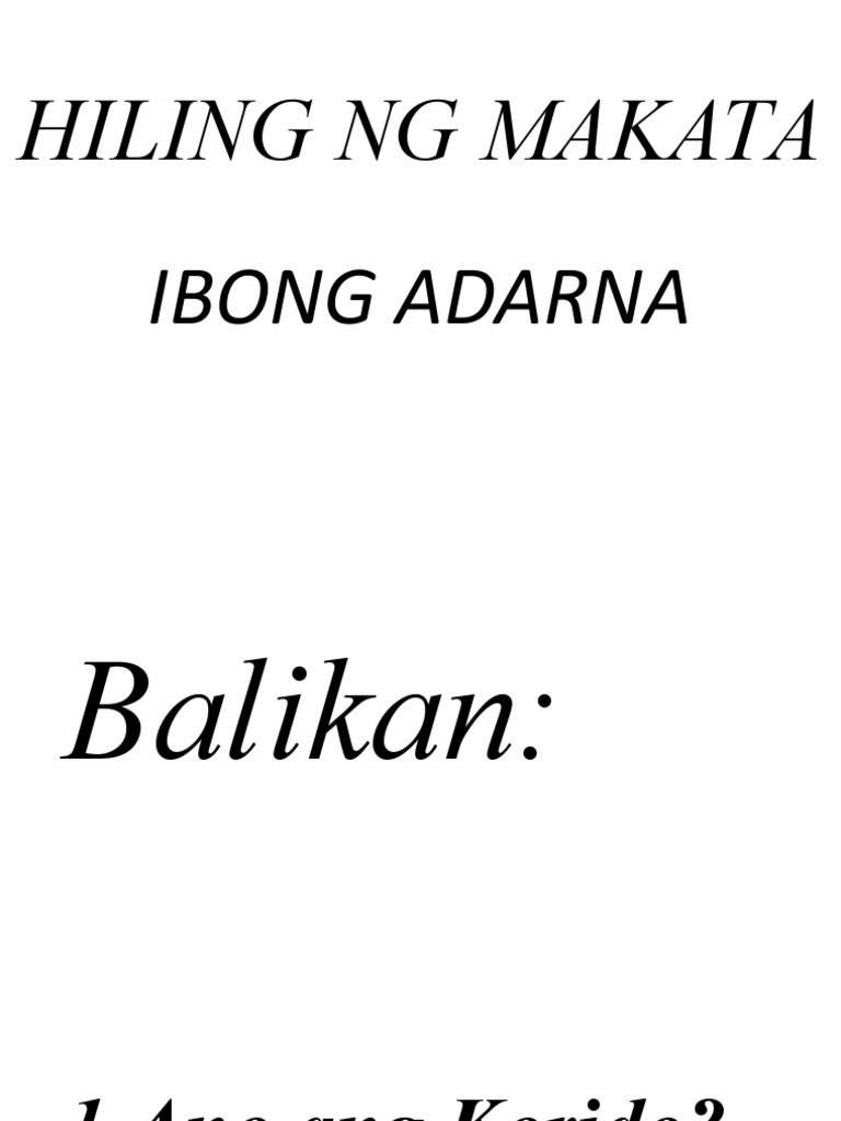 HILING NG MAKATA Ibong Adarna 4rt Quarter | PDF