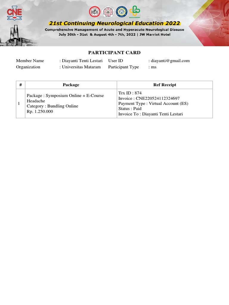 Participant Card for Online Symposium | PDF
