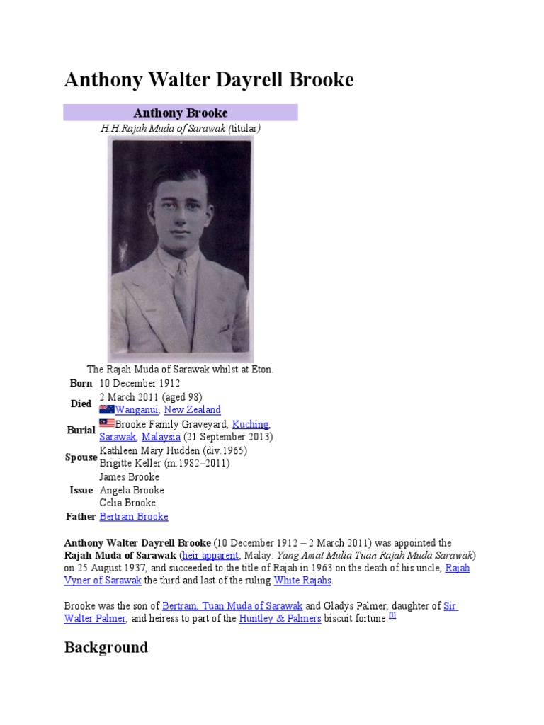 Anthony Walter Dayrell Brooke | PDF | Borneo | Brunei