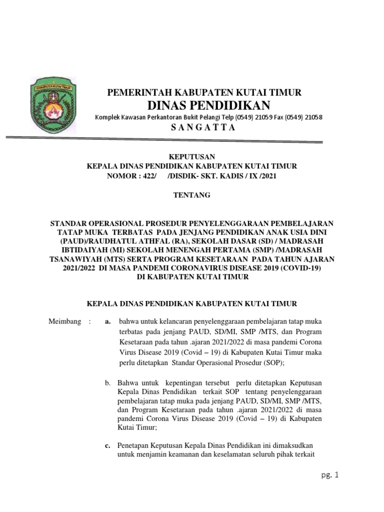 SOP PTMT 2021 Dinas | PDF