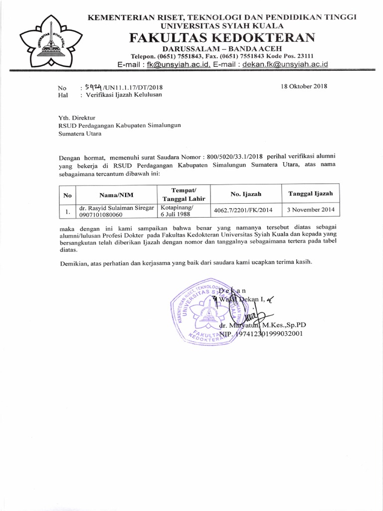 Verifikasi Rasyid Sulaiman Siregar | PDF