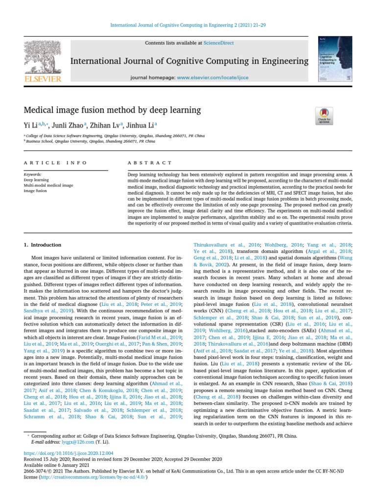 Medical Image Fusion Method by Deep Learning | PDF | Positron Emission ...