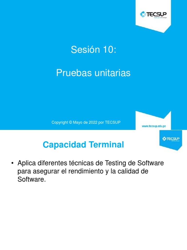Sesión 08 - Pruebas Unitarias | PDF | Examen de la unidad | Pruebas de software