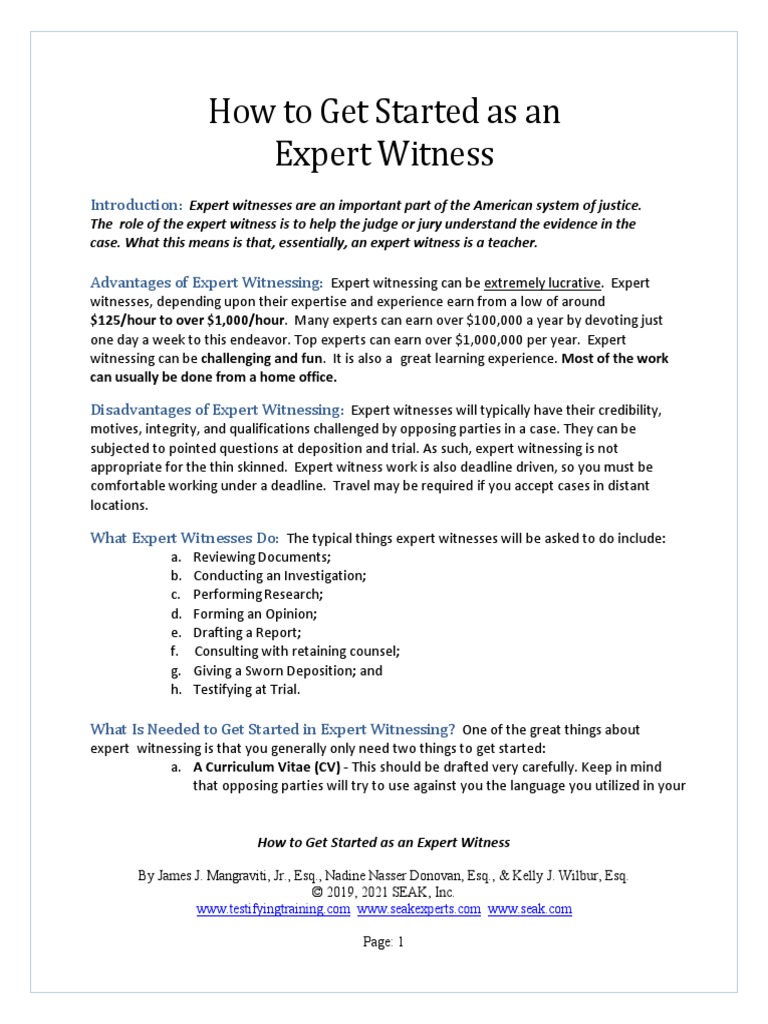 How To Get Started As An EW - 7.29.21 | PDF | Expert Witness | Witness