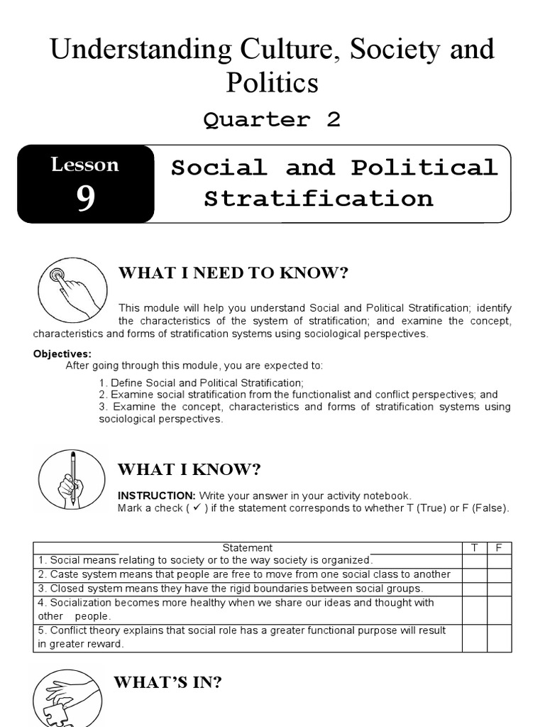 UCSP-Quarter-2 - Module 9 and 10 | PDF | Social Stratification | Economic Inequality