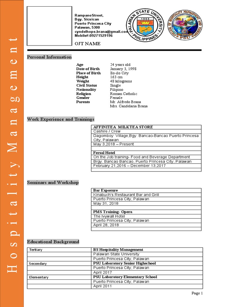 Students Curriculum Vitae Template 1 | PDF