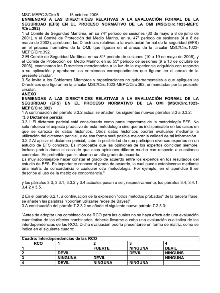 CIRC - Evaluacion Seguridad Msc-Mepc. 2 Cir 5 MSC Circ. 1023 MEPS Circ ...