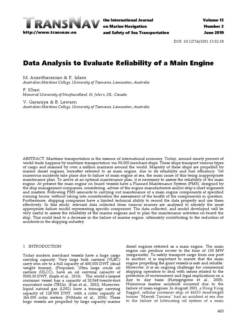 Assessing Marine Engine Reliability | PDF | Marine Propulsion ...