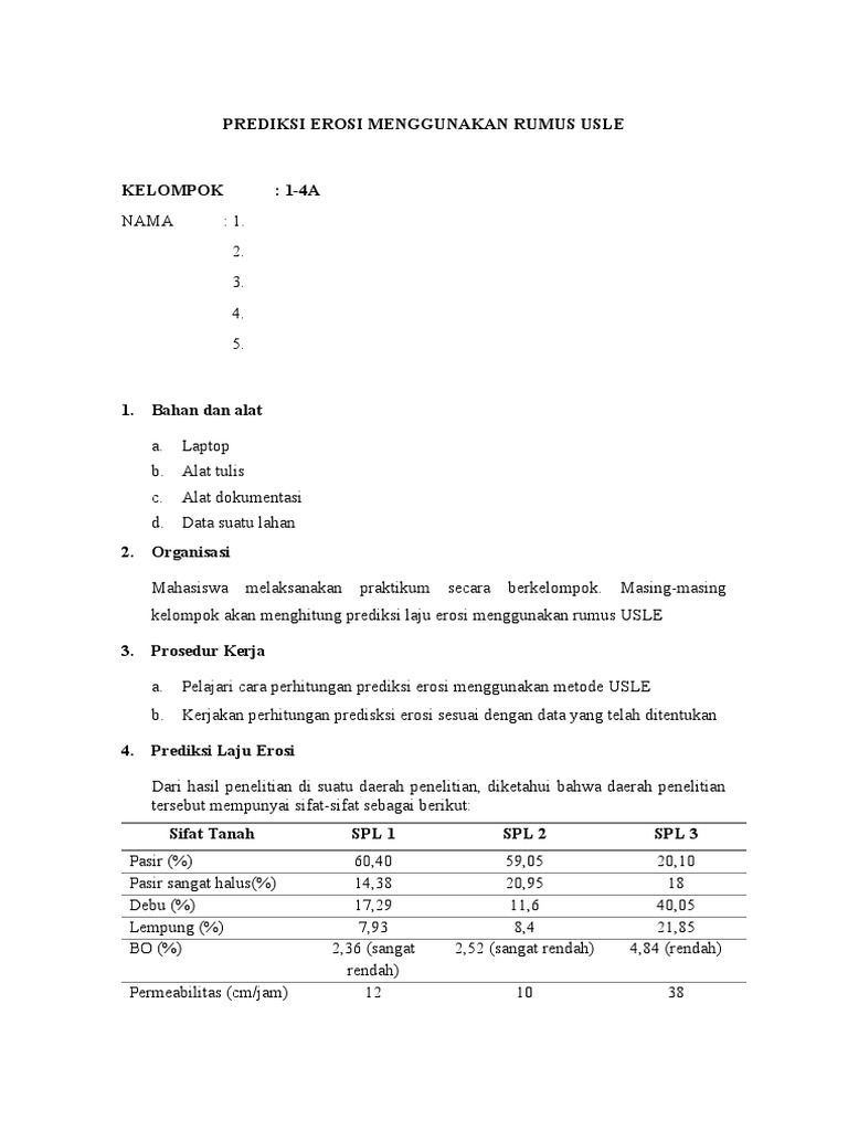 Prediksi Erosi Menggunakan Rumus Usle | PDF