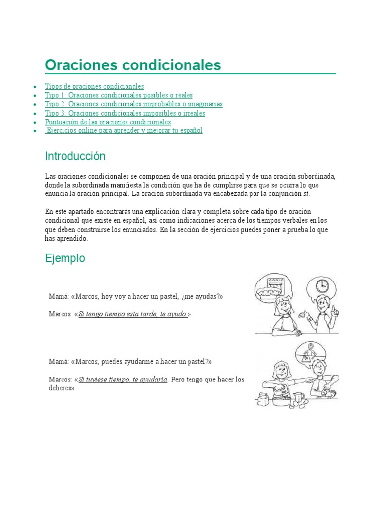 Oraciones Condicionales | PDF | Oración (Lingüística) | Mecánica del ...