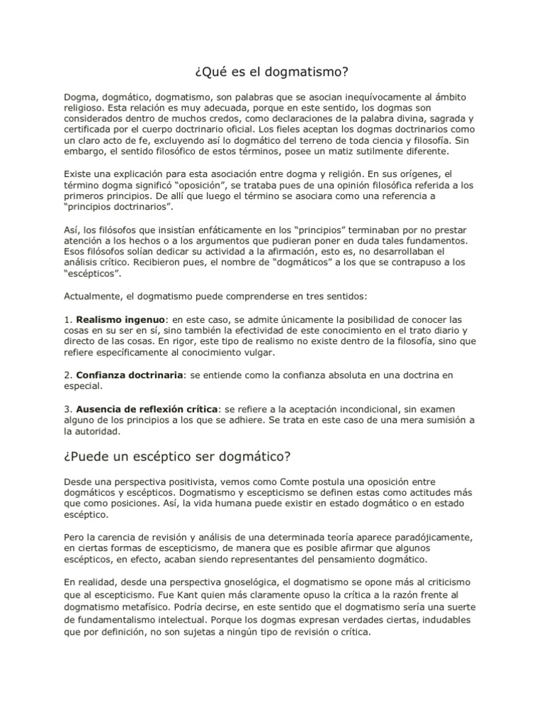 Qué Es El Dogmatismo | PDF