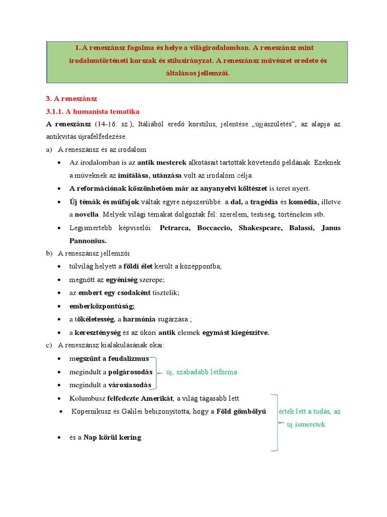 Renesz - NSZ-K - RD - Sek - PDF Filename UTF-8''Reneszánsz-kérdések | PDF