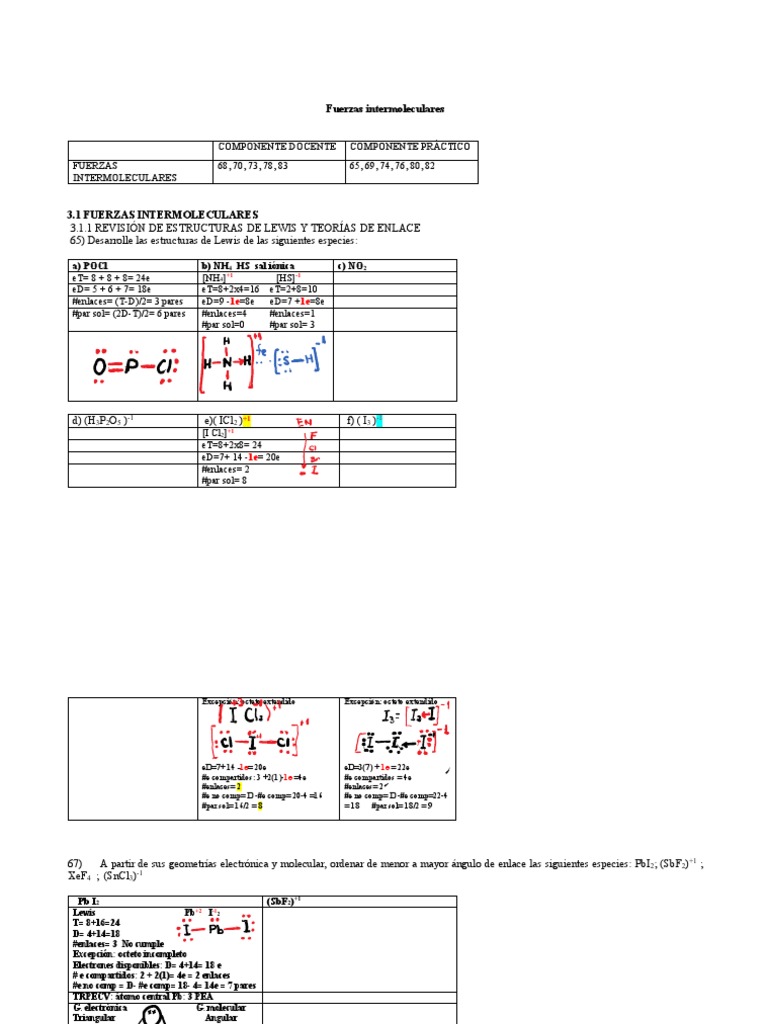 Clase 13 - Fuerzas - Intermoleculares - Ejercicios - PP | PDF | Polaridad química | Fuerza ...