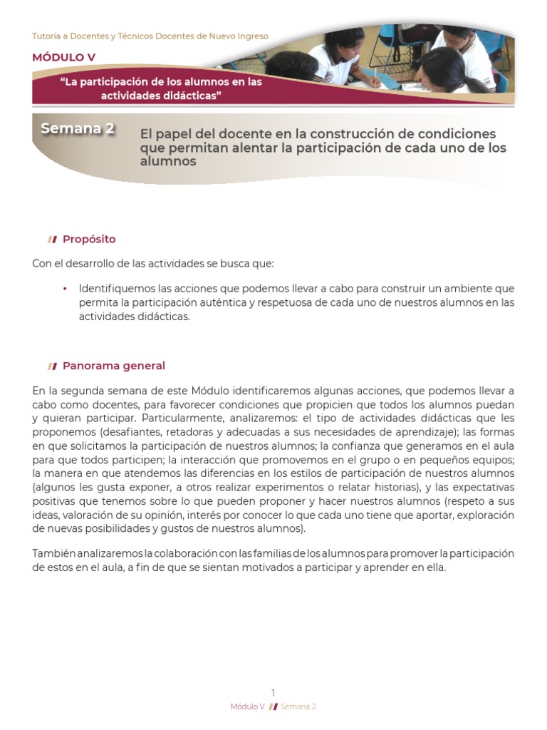 Qué Haremos en La Semana 2 Modulo V | PDF | Método de enseñanza | Salón ...