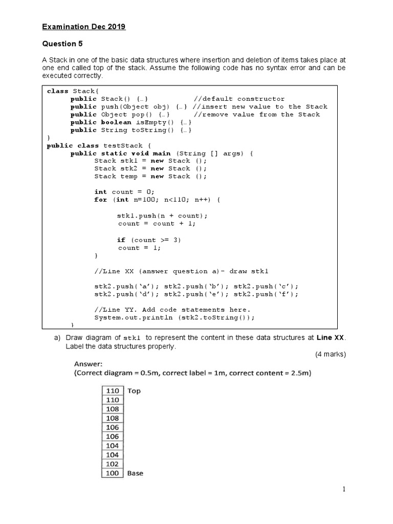 Contoh Jawapan Soalan 5 Dan 6 Stack Examination Dec 2019 Pdf Constructor Object Oriented