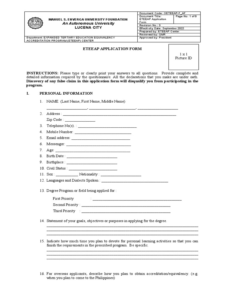 Mseuf Eteeap Application Form | PDF | Academic Degree | Educational Assessment