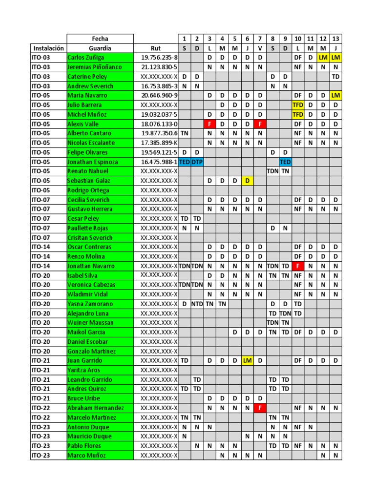 Matrix Hoja de Tiempo | PDF