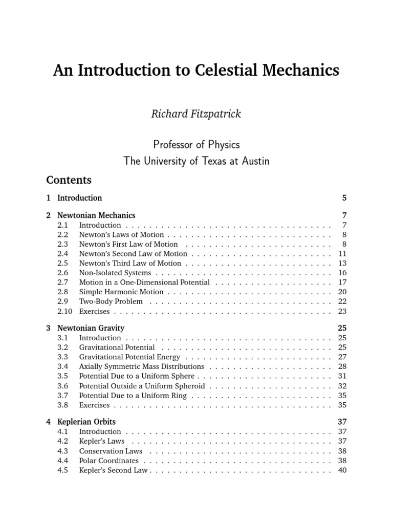 An Introduction to the Foundations of Celestial Mechanics Through Newtonian Mechanics, Gravity ...