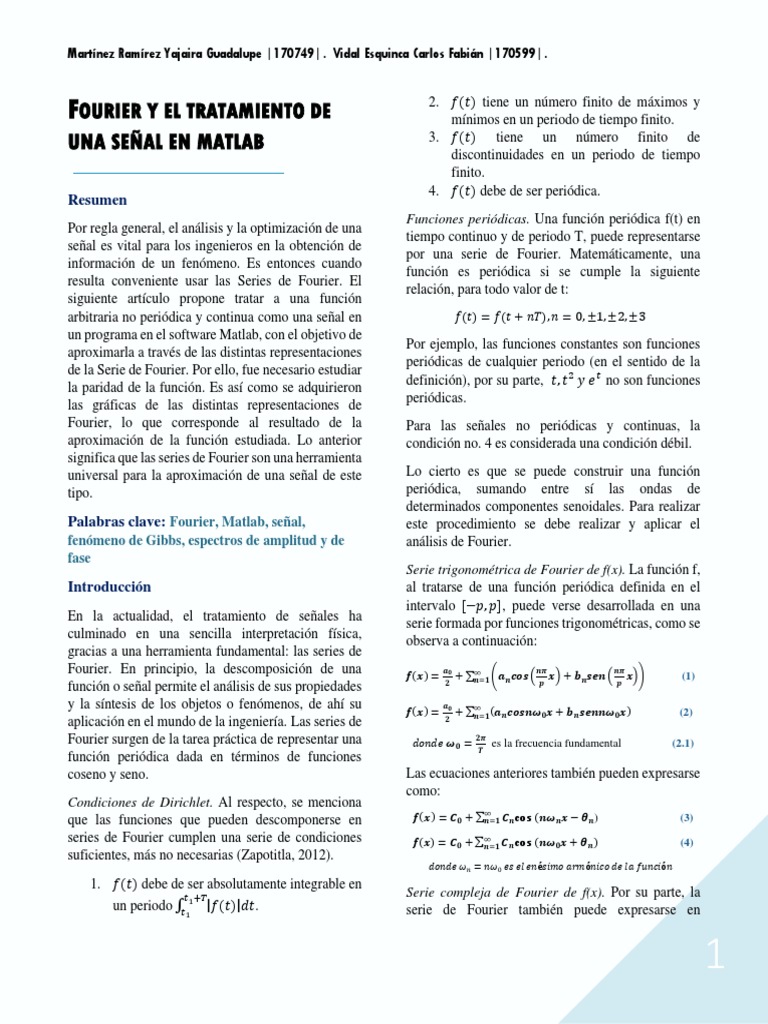 Análisis de Fourier en MATLAB | PDF | Series de Fourier | Densidad espectral