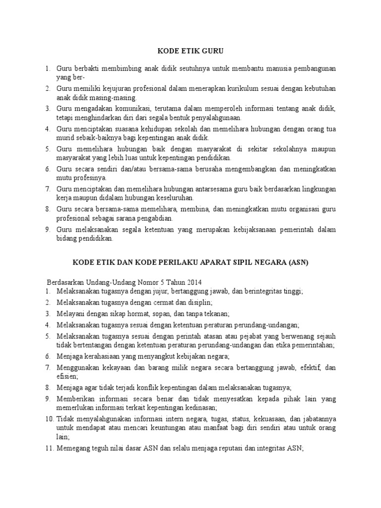 Kode Etik Guru | PDF