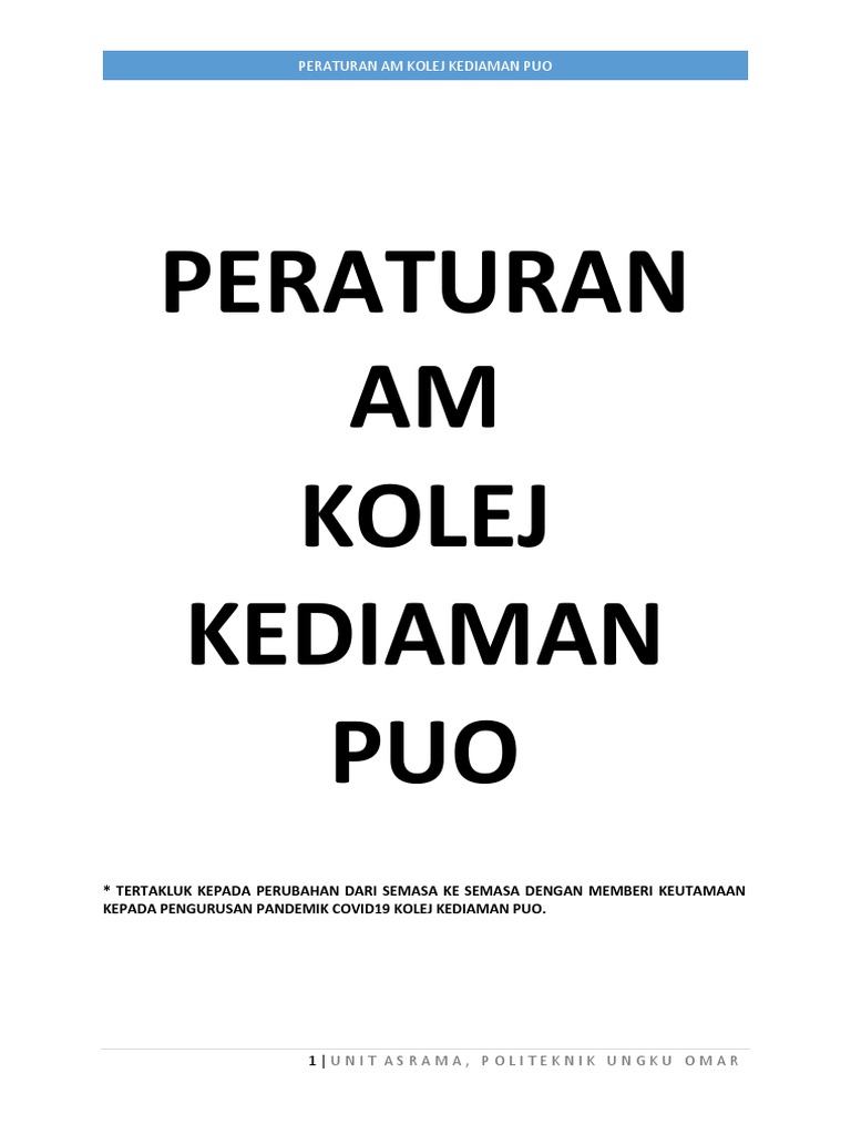 1.5 - Peraturan Am Kolej Kediaman (Puo) | PDF