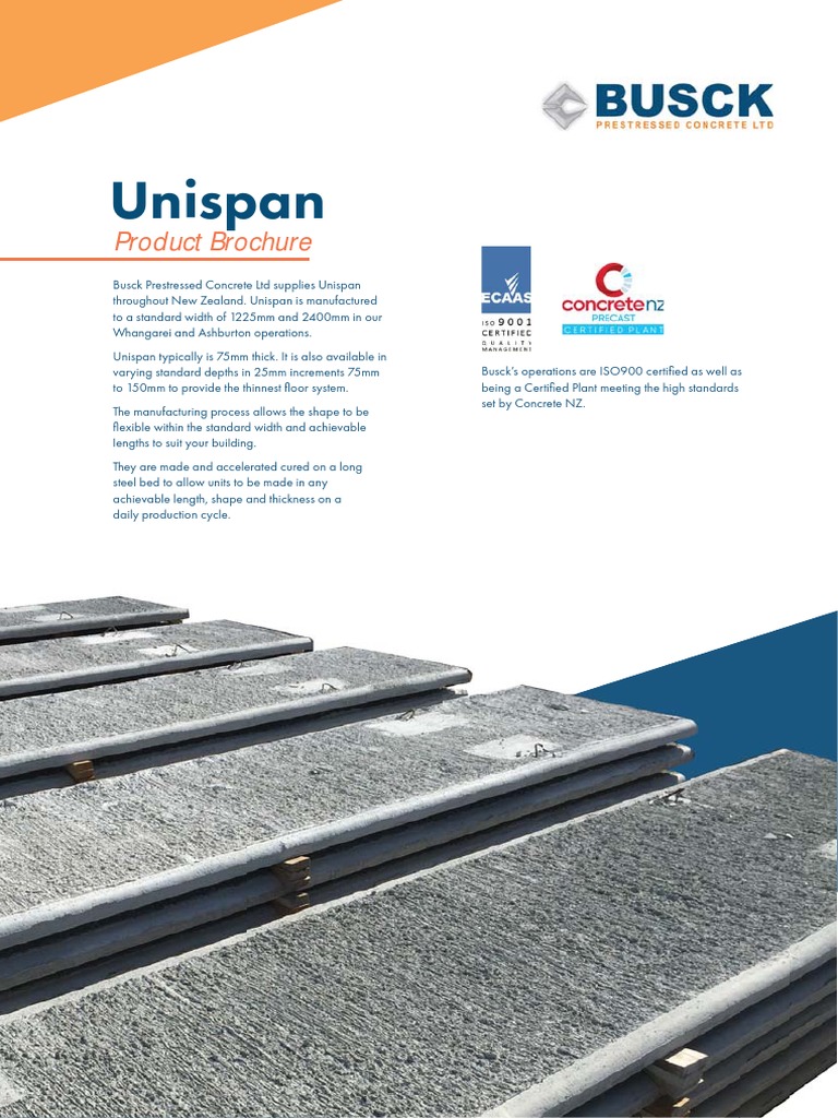 Unispan Brochure | PDF | Concrete | Prestressed Concrete