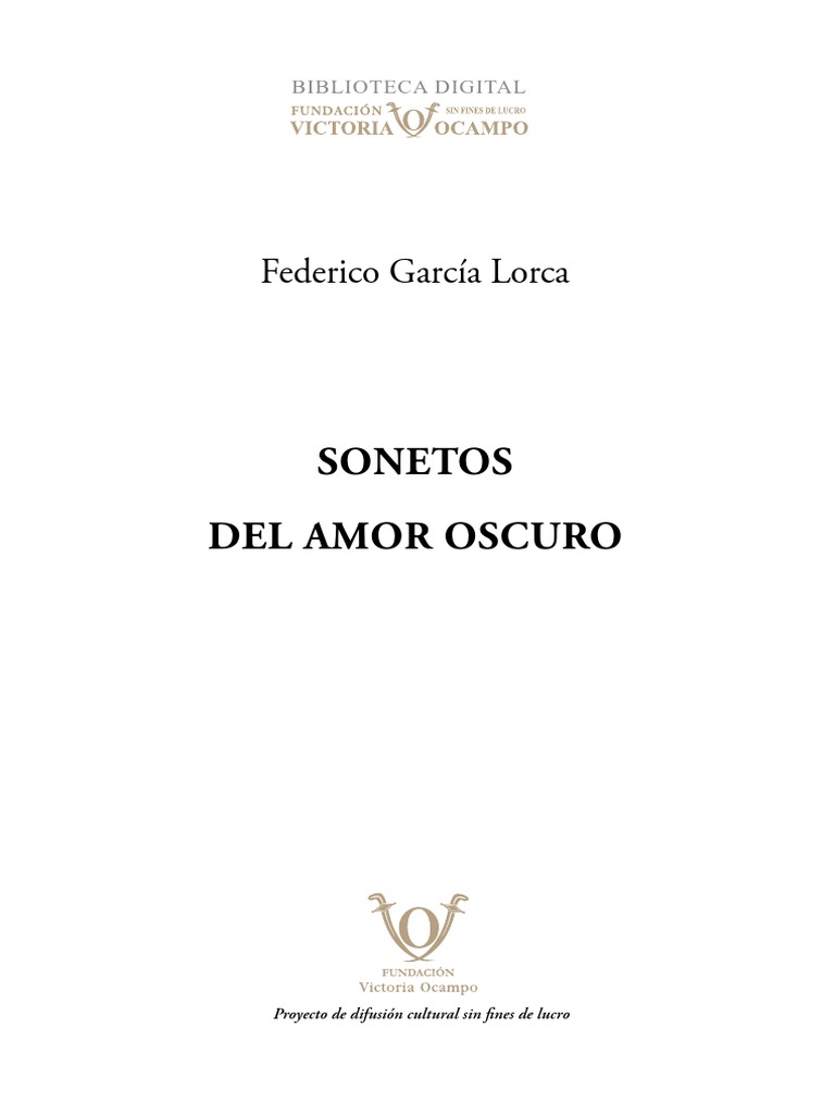 Sonetos Del Amor Oscuro | PDF | Federico García Lorca
