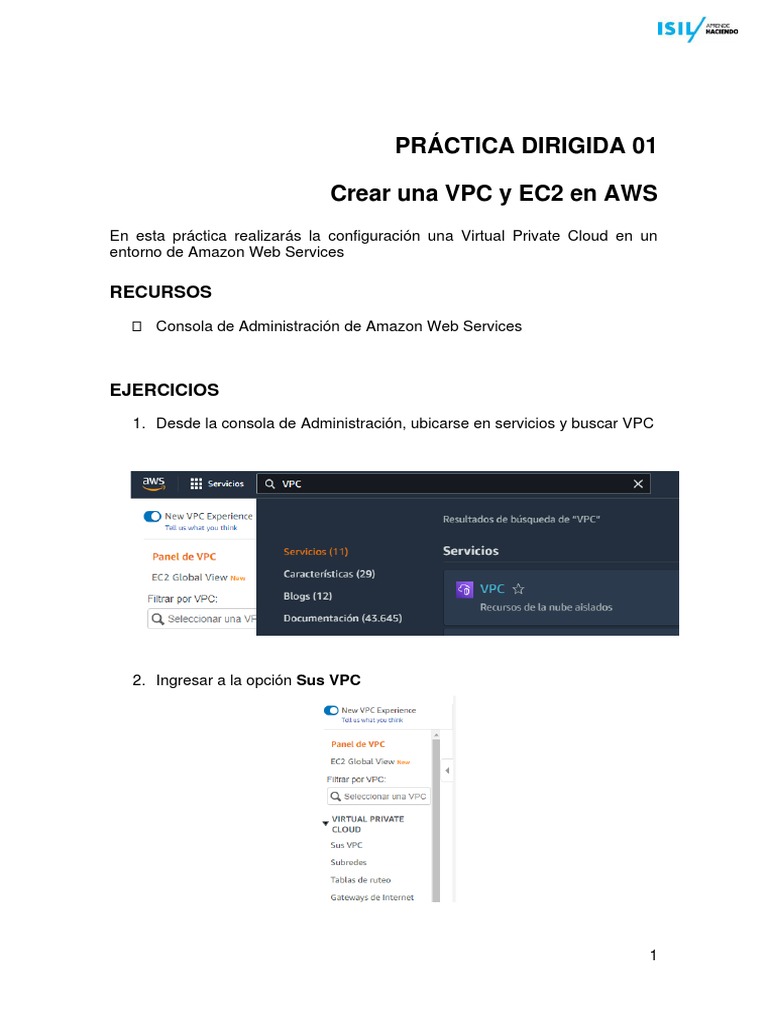 Práctica Dirigida 03 - VPC - Ec2 | PDF | Redes de computadoras | Transmisión de datos