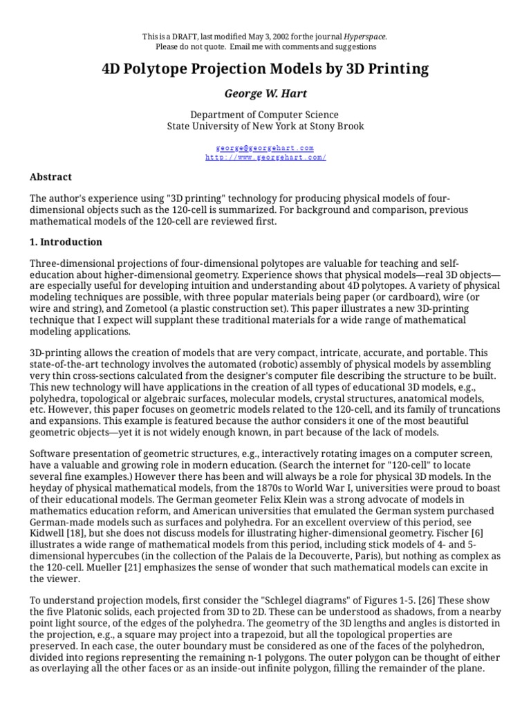 4D Polytope Projection George Hart - PDF | PDF | Convex Geometry | Geometric Shapes