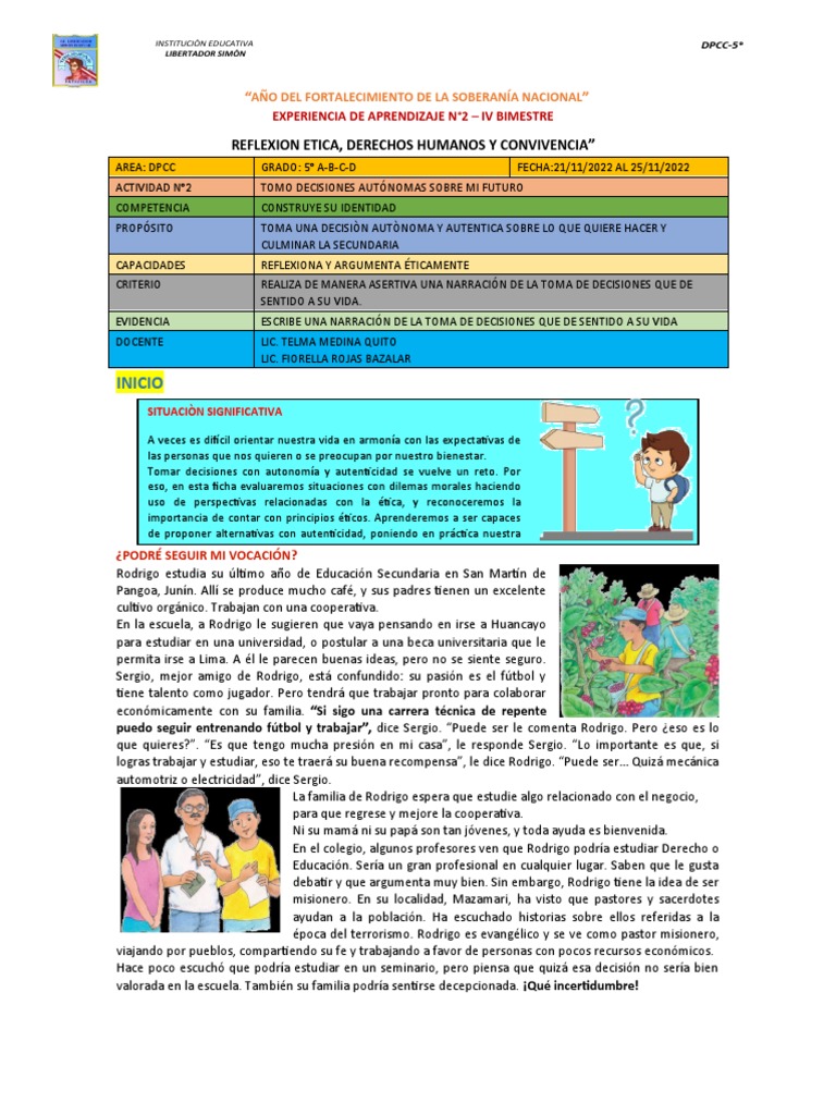 Actividad #2 - Exp. 2-Ivbimestre - Dpcc-5° | PDF