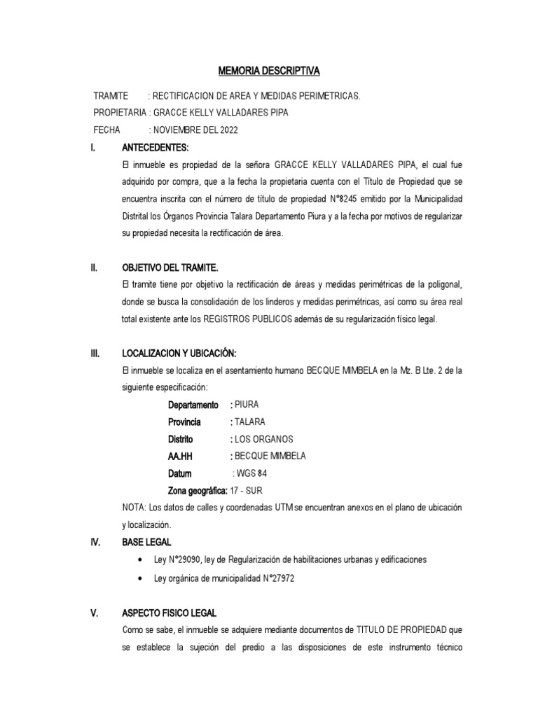 Mee Moria Descriptiva Rectificacion | PDF