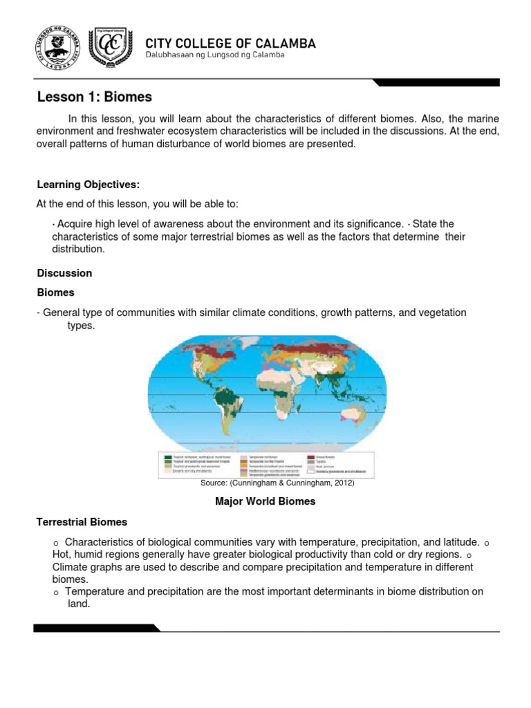 Lesson 1 Biomes | PDF | Forests | Grassland