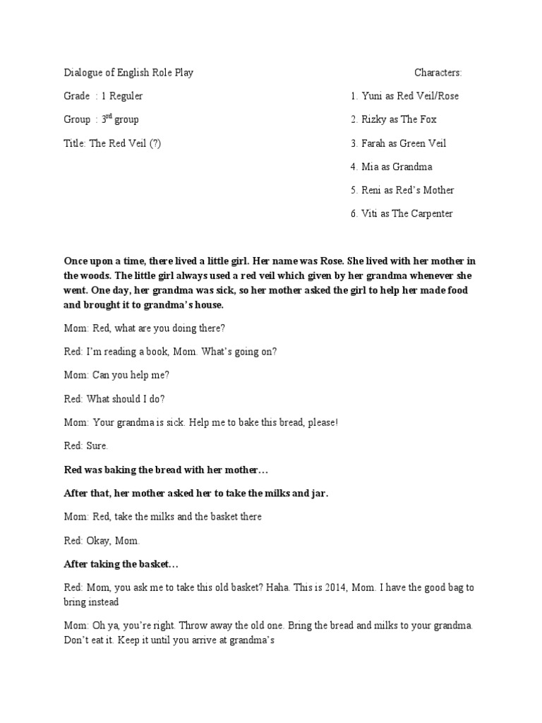 Dialogue of English Role Play | PDF