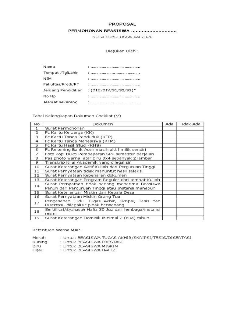 Form Beasiswa 2020 MPD | PDF