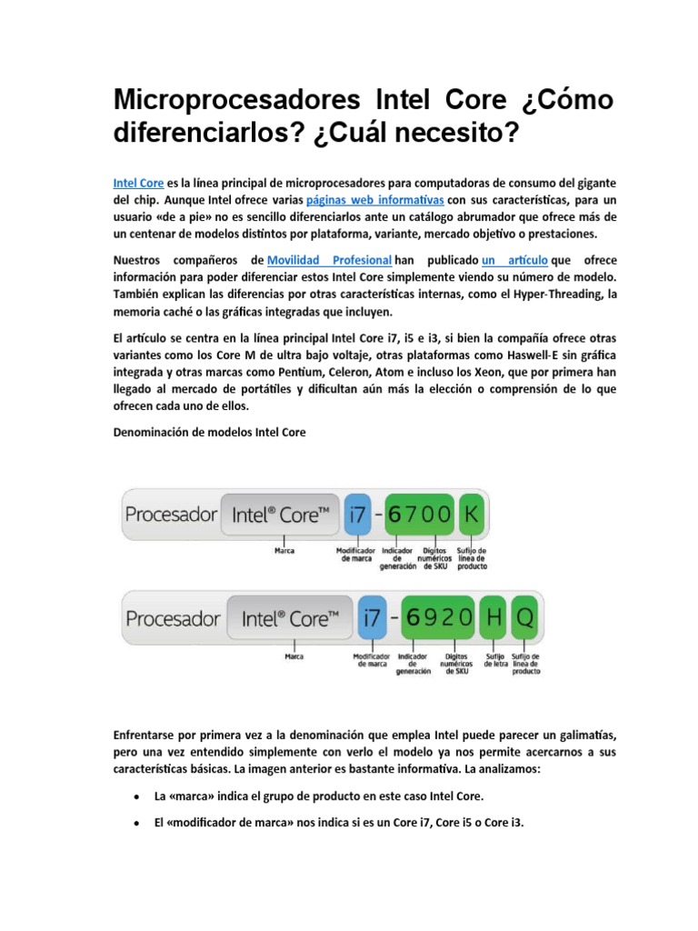 Tabla Comparativa de Procesadores Intel - Amd | PDF | Microprocesador ...