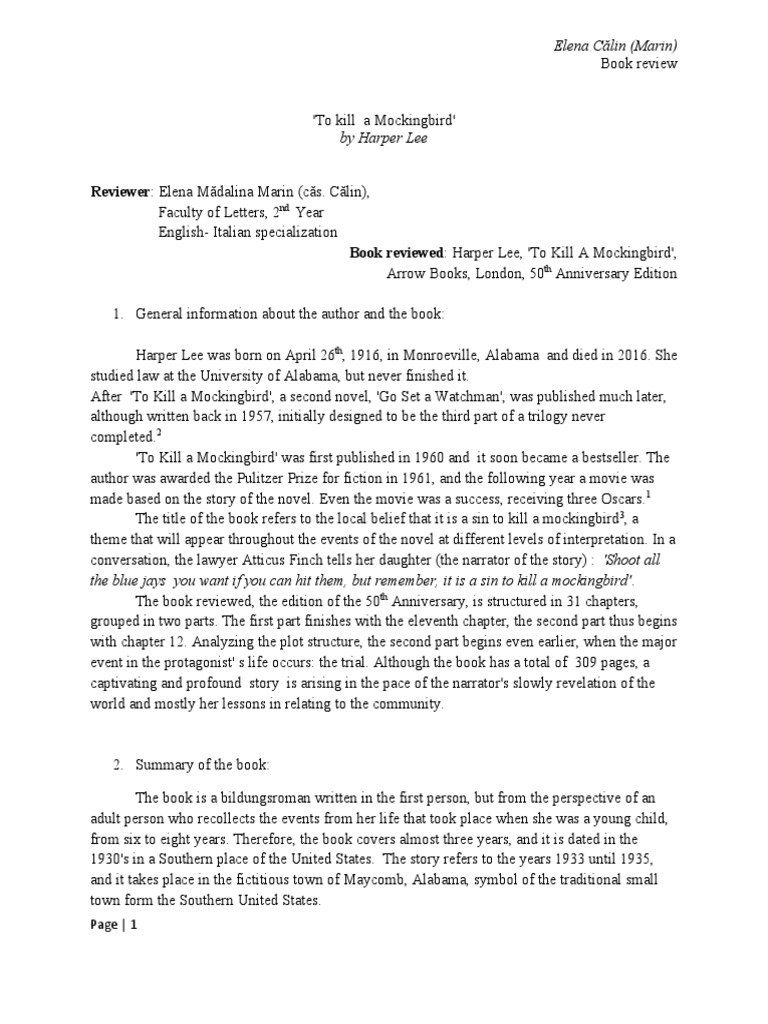 Review of 'To Kill a Mockingbird' | PDF | To Kill A Mockingbird ...